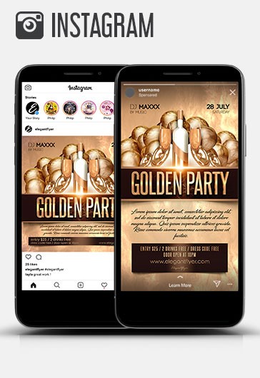Gold Luxury Golden Party Free Social Media Template PSD | by Elegantflyer