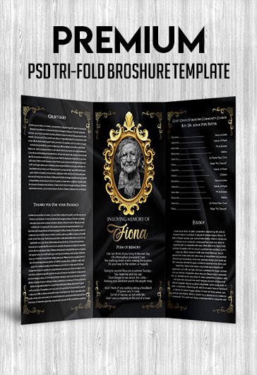 Golden Tri-Fold Funeral Brochure PSD - 10021944 | by ElegantFlyer