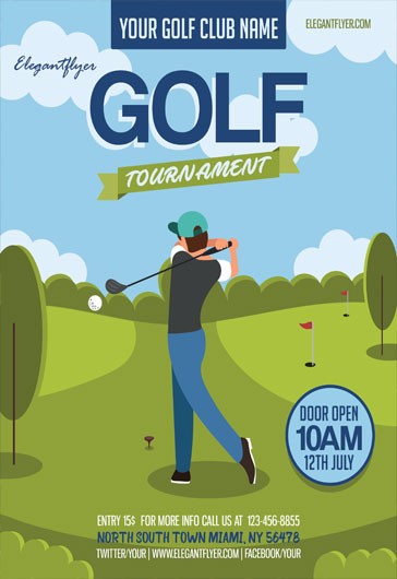 Green Creative Golf Premium Flyer Template PSD | by Elegantflyer