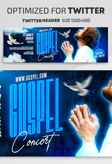 Blue Neon Gospel Concert Twitter Premium Social Media Template PSD | by ...