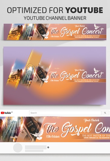 Purple Creative Gospel Concert Youtube Premium Social Media Template PSD