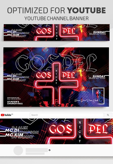 Gospel Night - Free Youtube Channel banner PSD Template - 10026318 | by ...