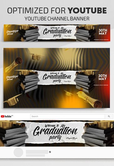 Gold Luxury Graduation Youtube Premium Social Media Template PSD | by ...