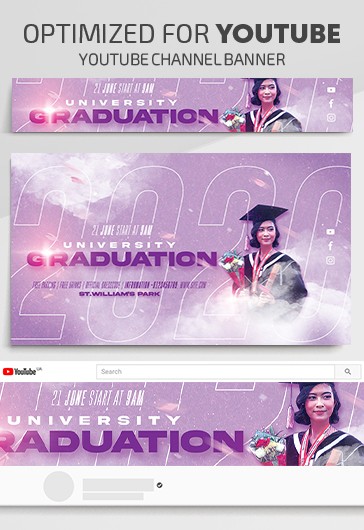 Pink Creative Graduation Youtube Premium Social Media Template PSD | by ...