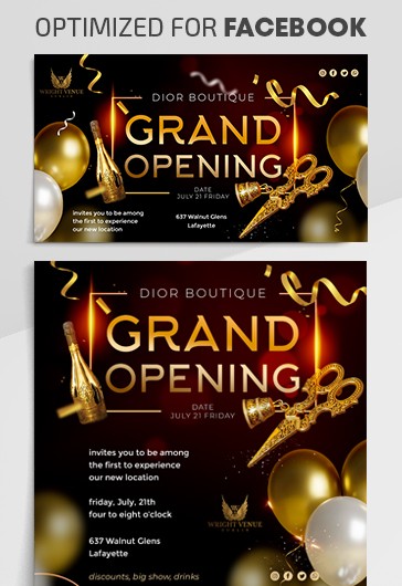 Gold Dark Grand Opening Facebook Premium Social Media Template PSD | by ...