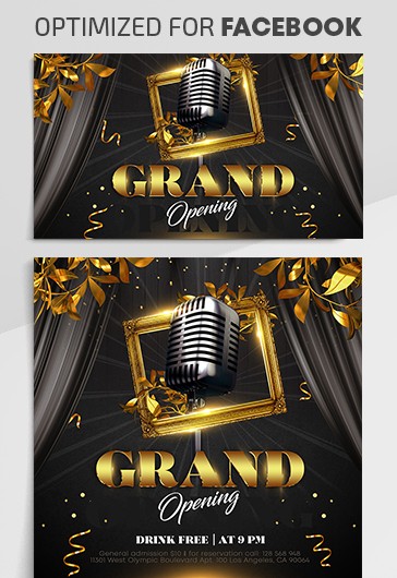 Black and Gold Luxury Grand Opening Facebook Set Premium Social Media ...