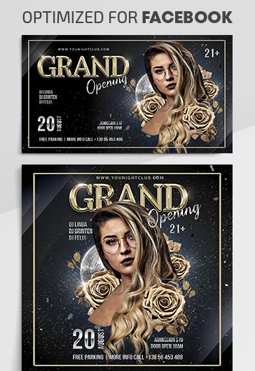 Black and Gold Luxury Grand Opening Facebook Premium Social Media ...