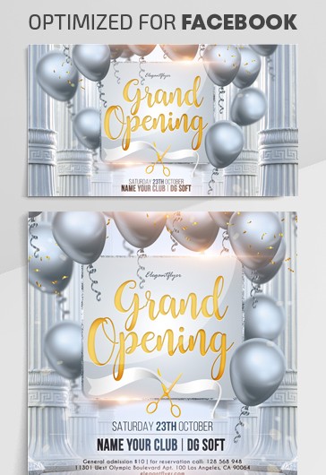 Silver Luxury Grand Opening Facebook Premium Social Media Template PSD