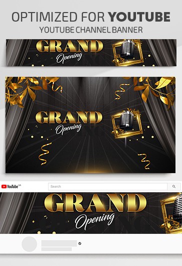 Black Luxury Grand Opening Youtube Premium Social Media Template PSD ...