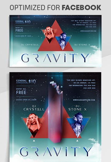 Blue Creative Gravity Party Facebook Premium Social Media Template PSD