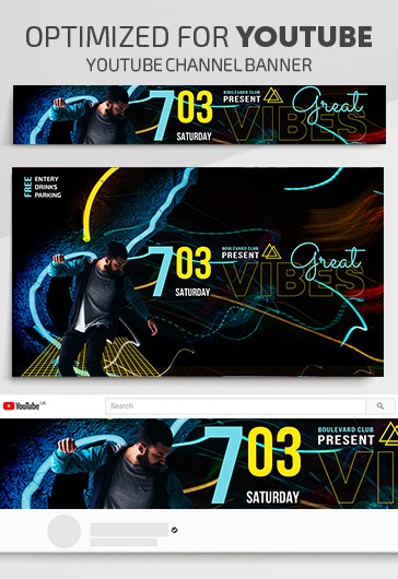 Great Vibes - Free Youtube Channel banner PSD Template - 10029651 | by ...