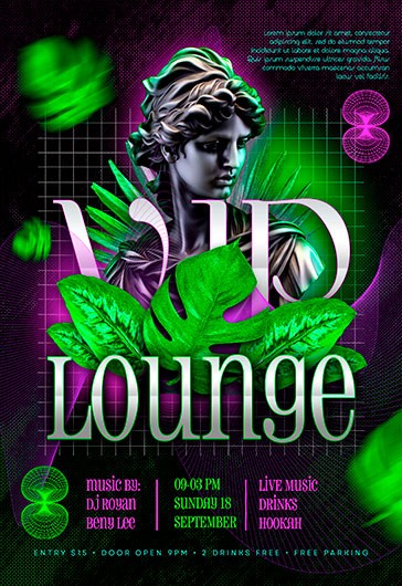 Green Artistic VIP Lounge Premium Flyer Template PSD | by Elegantflyer