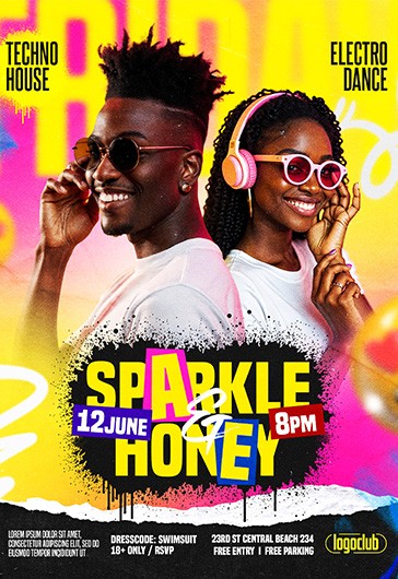 Yellow Colorful Guest DJ Free Flyer Template PSD | by Elegantflyer