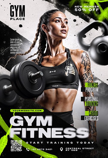 Green Glow Start Strong 2026 Fitness Poster Free Poster Template PSD ...