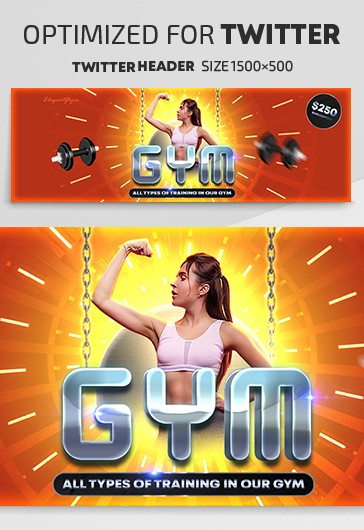GYM - Free Twitter Header PSD Template - 10027778 | by ElegantFlyer