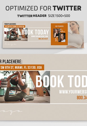 Gym - Twitter Header PSD Template - 10031024 | by ElegantFlyer