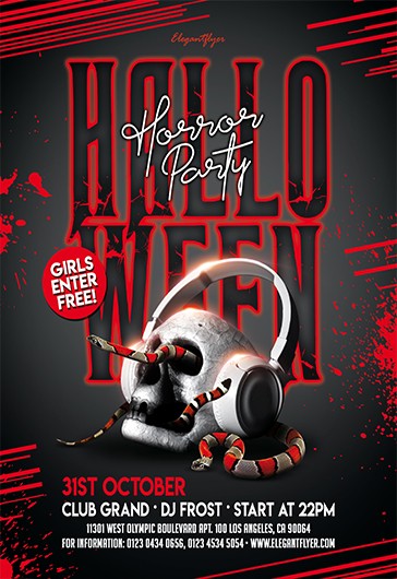 Black Moderne Fête de l'horreur d'Halloween Premium Modèle de flyer PSD ...