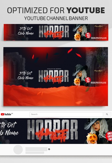 Black Simple Halloween Horror Party Youtube Premium Social Media ...