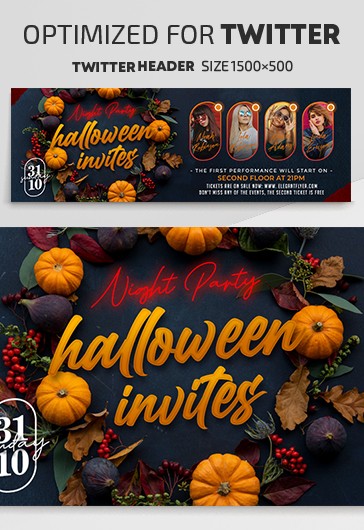 Black Creative Halloween Party Twitter Premium Social Media Template PSD