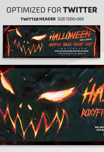 Black Dark Halloween Demon Twitter Premium Social Media Template PSD ...