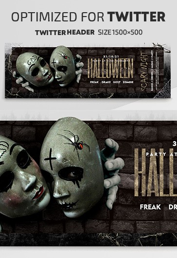 Black Dark Halloween Twitter Premium Social Media Template PSD | by ...