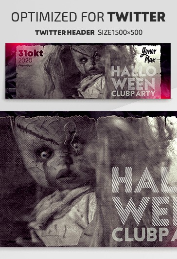 Gray Dark Halloween Doll Twitter Premium Social Media Template PSD | by ...