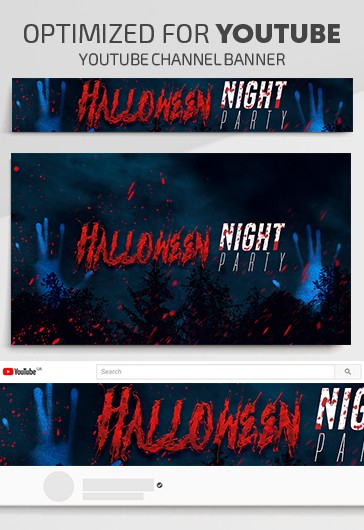Blue Dark Spooky Halloween Youtube Premium Social Media Template PSD ...