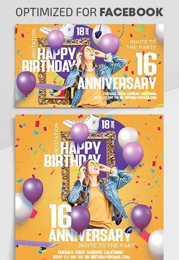 Happy Birthday - Free Facebook Cover Template in PSD + Post + Event ...