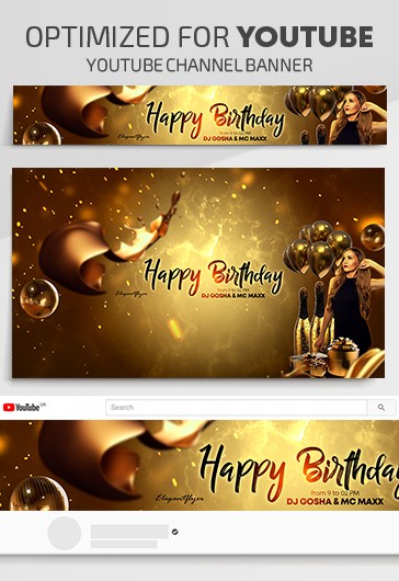 Happy Birthday - Free Youtube Channel banner PSD Template - 10027534 ...