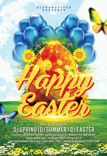 Multicolor Colorful Happy Easter with Balloons Premium Flyer Template PSD