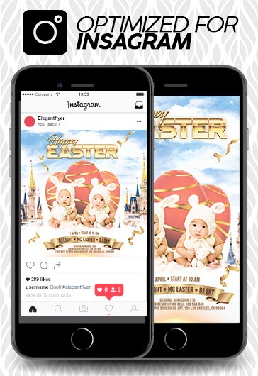 Blue Creative Happy Easter Instagram Premium Social Media Template PSD