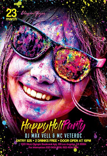 Multicolor Colorful Happy Holi Party Premium Flyer Template PSD | by ...