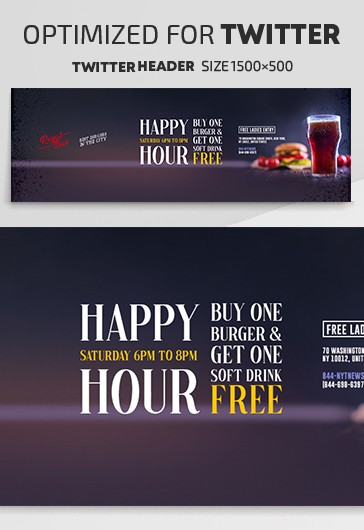Happy Hours - Twitter Header PSD Template - 10025533 | by ElegantFlyer