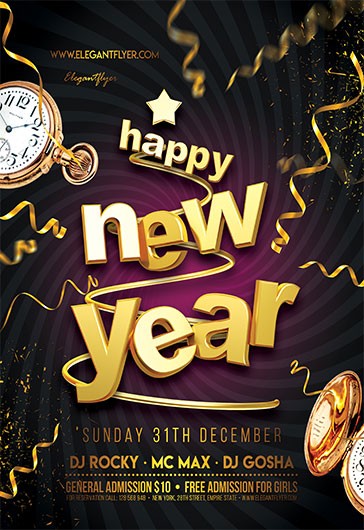 Happy New Year 2018 - Free Flyer PSD Template - 10020197 | by ElegantFlyer
