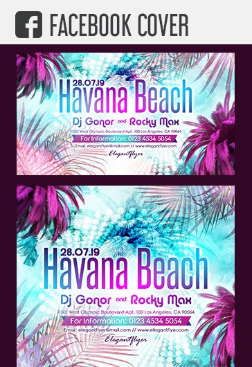 Blue Artistic Havana Beach Facebook Premium Social Media Template PSD ...