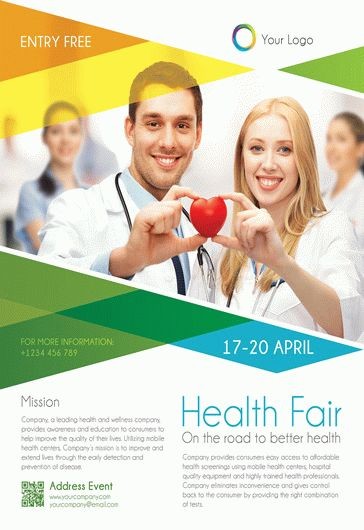 White Simple Health Fair Premium Flyer Template PSD | by Elegantflyer