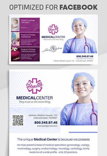 White Minimalist Health Medical Center Premium Social Media Template PSD