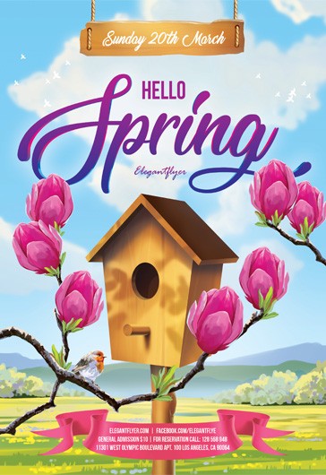 Multicolor Bright Hello Spring Party Premium Flyer Template PSD | by ...