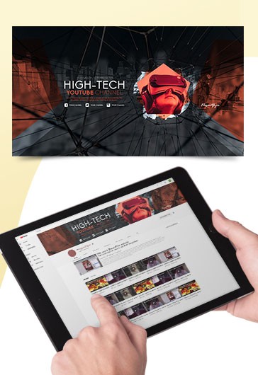 Black Modern High-Tech Youtube Premium Social Media Template PSD | by ...