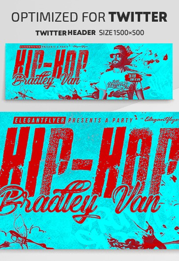 Blue Grunge Hip-Hop Artist Twitter Premium Social Media Template PSD ...