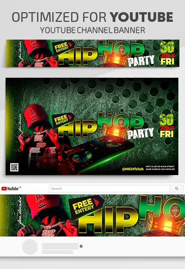 Green Simple Hip Hop Artist Youtube Premium Social Media Template PSD ...