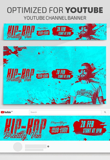 Blue Creative Hip-Hop Artist Youtube Premium Social Media Template PSD