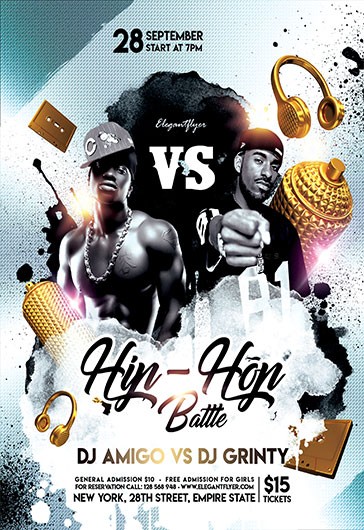 White Luxury Hip-Hop Battle Premium Flyer Template PSD | by Elegantflyer