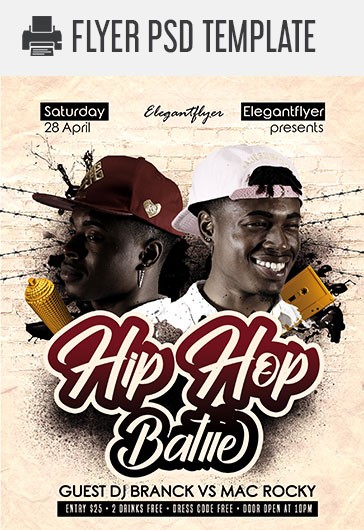 White Grunge Hip Hop Battle Premium Flyer Template PSD | by Elegantflyer