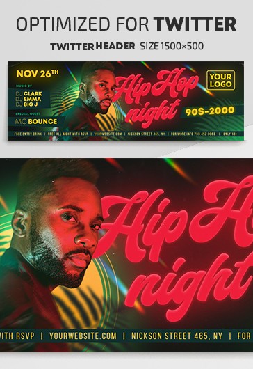 Hip Hop Night - Free Twitter Header PSD Template - 10031535 | by ...