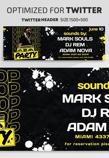Black Grunge Hip Hop Party Twitter Free Social Media Template PSD | by ...