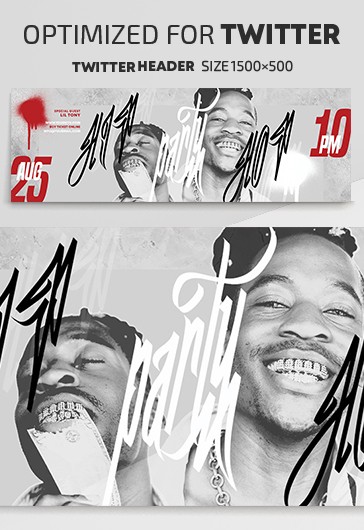 Gray Grunge Hip Hop Party Twitter Premium Social Media Template PSD ...