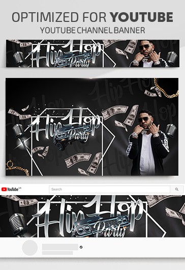 Black Luxury Hip Hop Party Youtube Premium Social Media Template PSD ...
