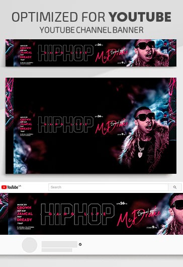 Black Creative Hip Hop Party Youtube Premium Social Media Template PSD