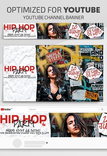 Multicolor Grunge Street Hip-Hop Party Youtube Premium Social Media ...